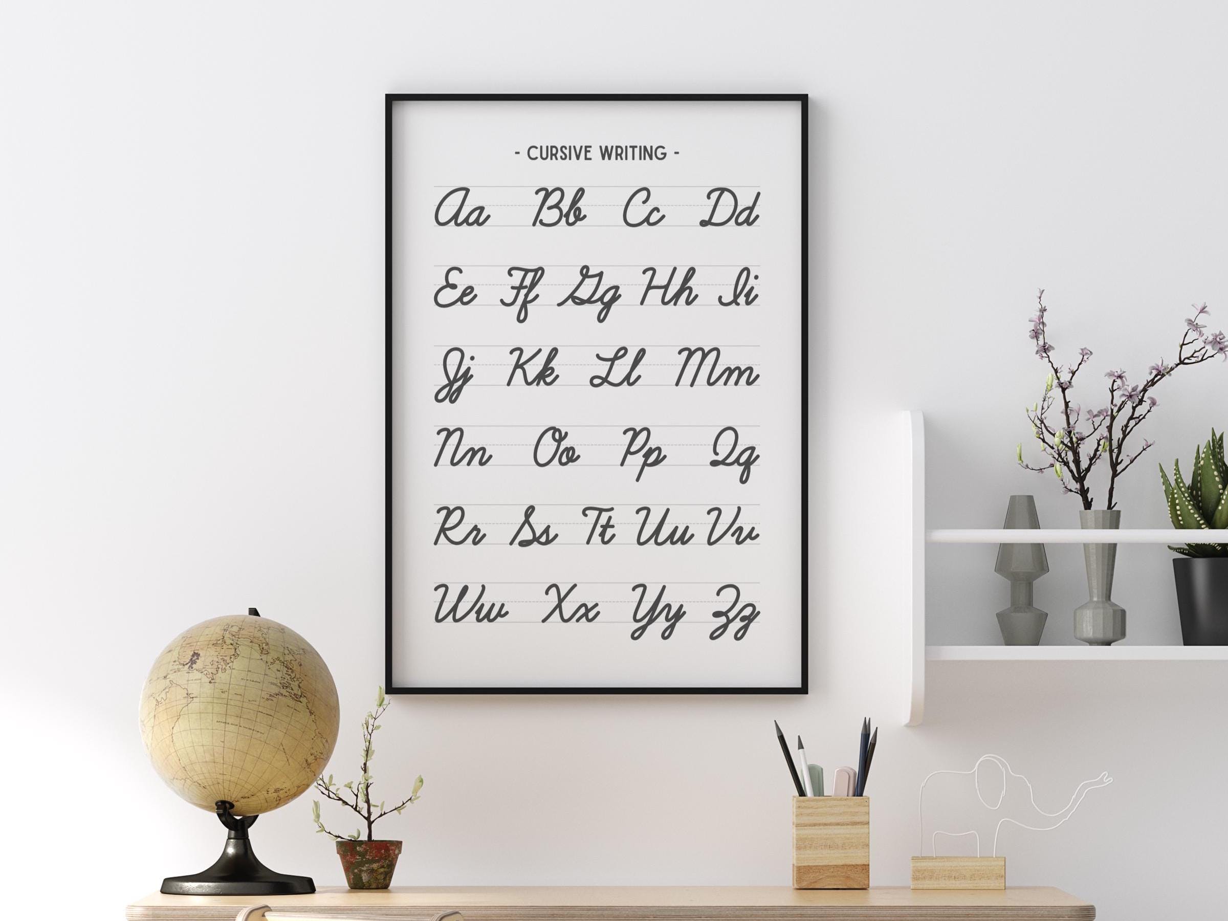 Cursive Writing Alphabet Poster, Handwriting Letters Chart, Educational ...