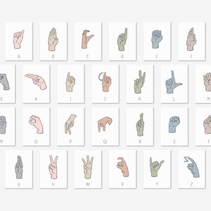 26 Printable Sign Language Alphabet Flashcards, Kids Pastel Learn to ...