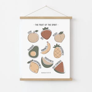 Fruit of the Spirit Poster, Neutral Christian Poster for Kids, Bible ...