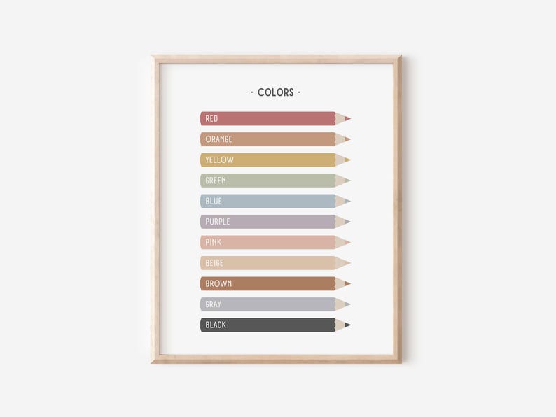 Muted Colors Educational Poster, Colours Print, Printable Homeschool ...