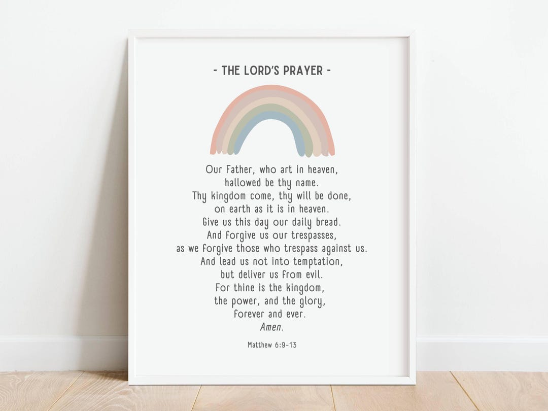 The Lord's Prayer Poster, Pastel Christian Poster for Kids, Bible Verse ...