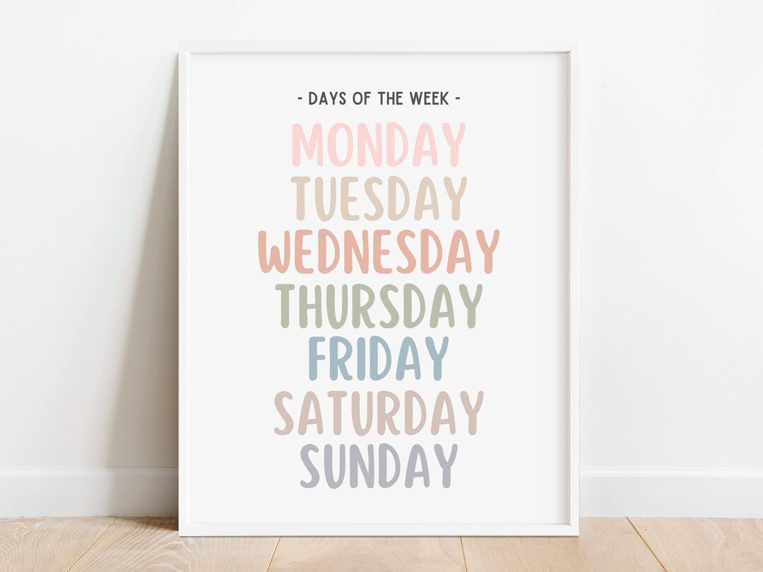 Pastel Days of the Week Poster, Educational Poster, Homeschool ...