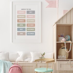 Months of the Year Pastel Print, Educational Poster, Homeschool ...
