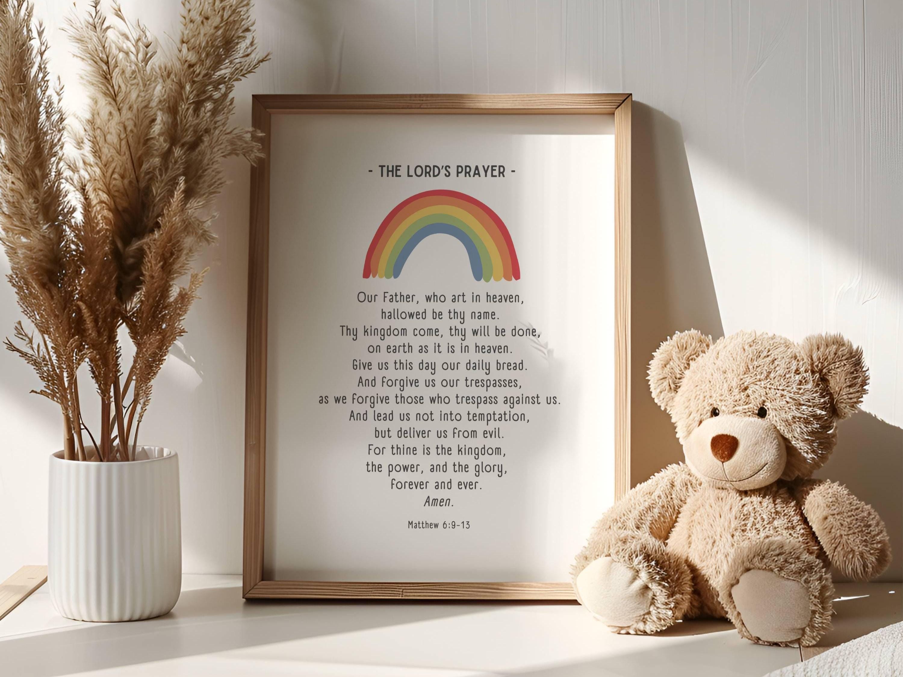 The Lord's Prayer Poster, Rainbow Christian Poster for Kids, Bible ...