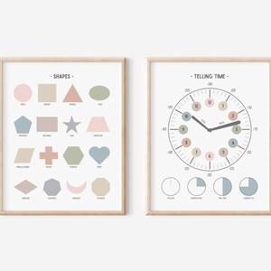 Set of 10 Educational Posters Bundle, Pastel Preschool Classroom Prints ...