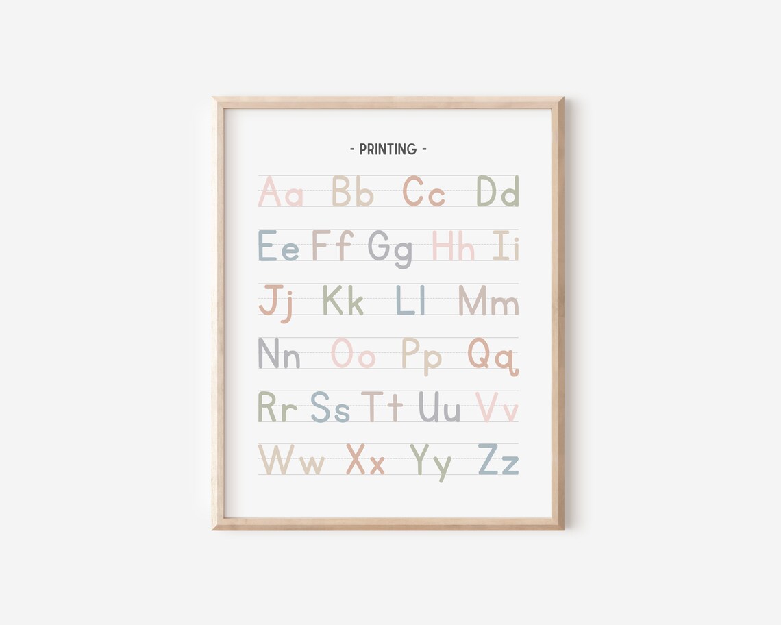 Printing Alphabet Pastel Poster, Letters Print, Kids Educational Wall ...