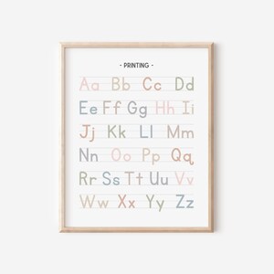 Printing Alphabet Pastel Poster, Letters Print, Kids Educational Wall ...