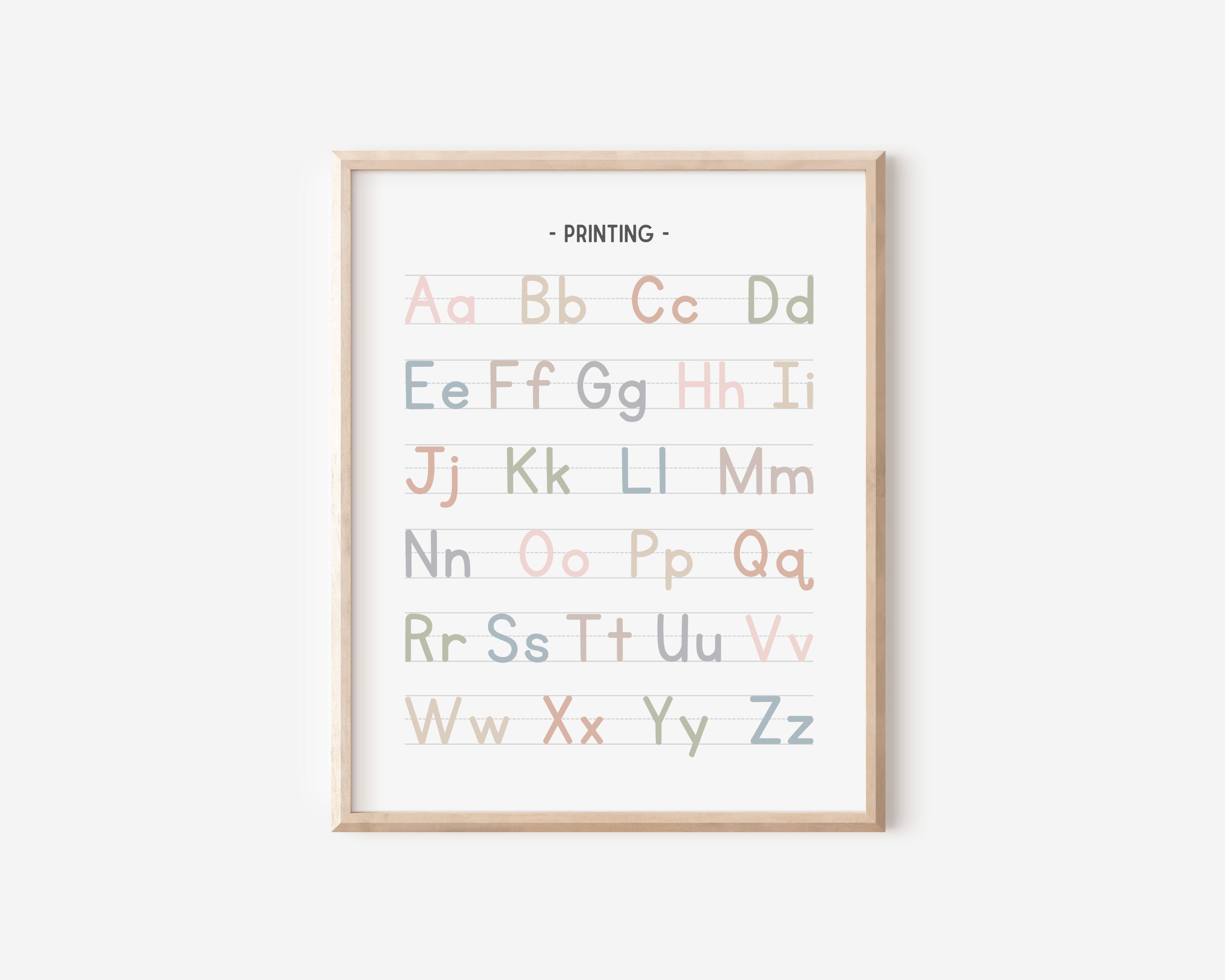 Printing Alphabet Pastel Poster, Letters Print, Kids Educational Wall ...
