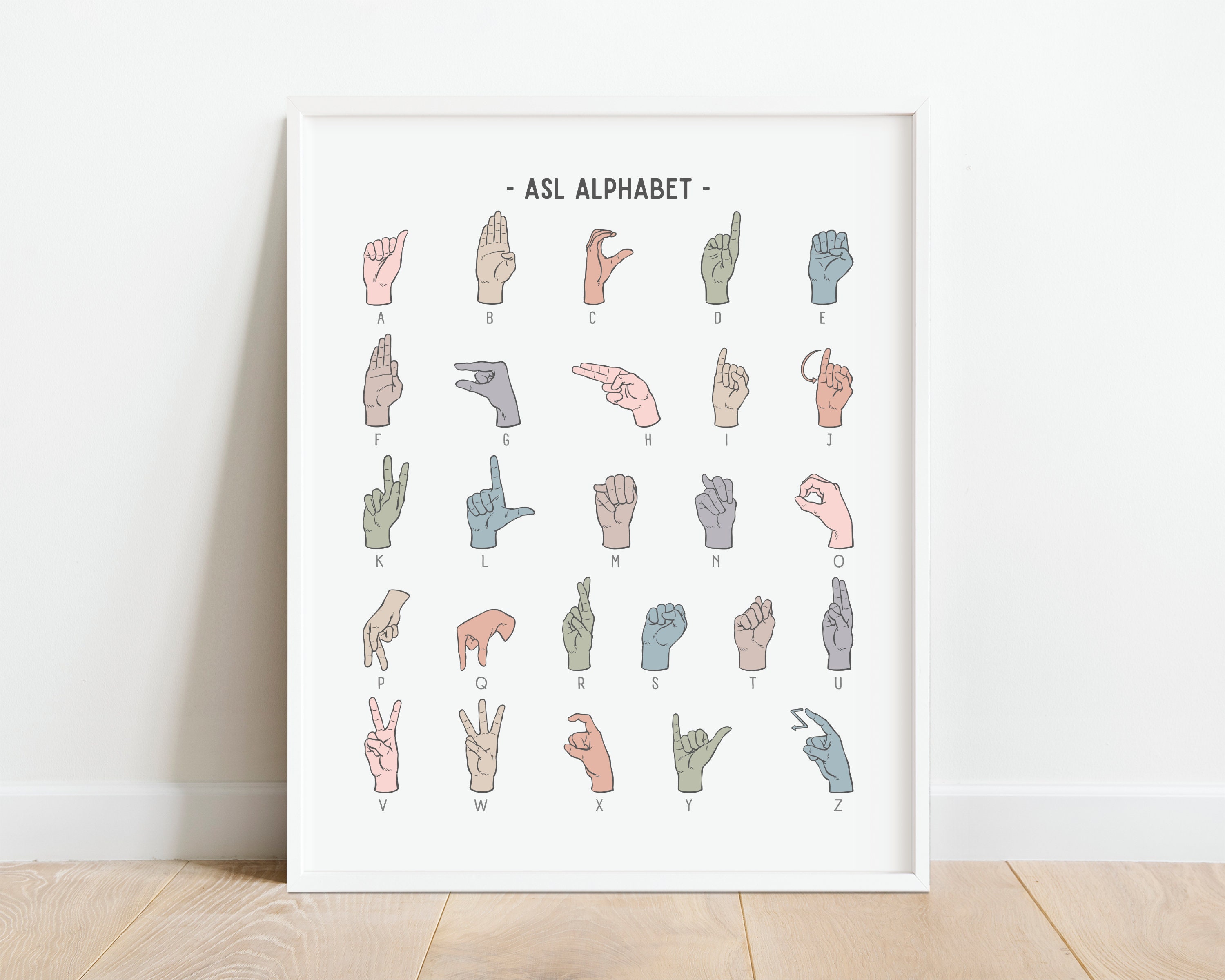 Sign Language Alphabet Pastel Print, Learn to Sign ASL Letters Poster ...