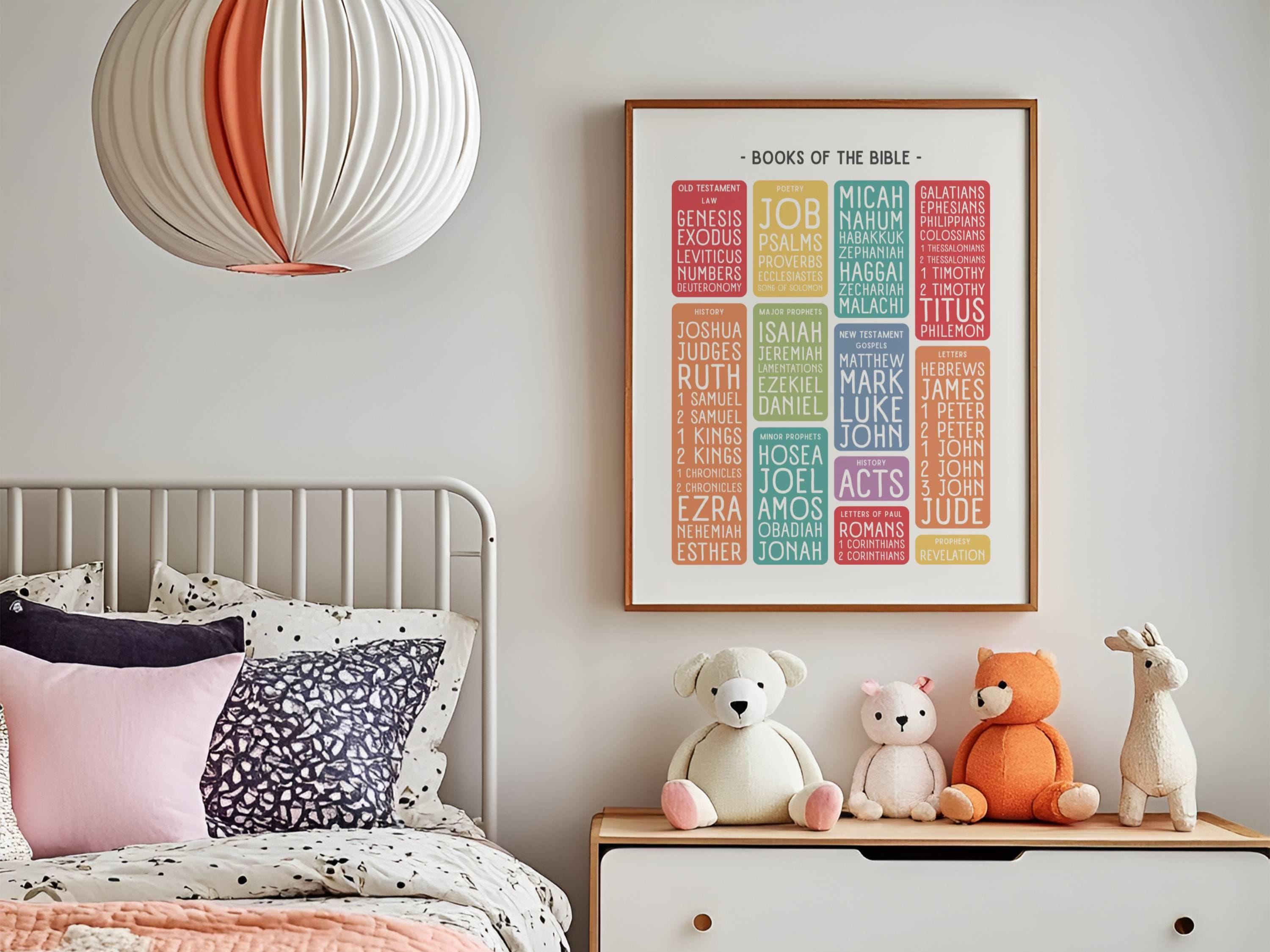 Books of the Bible Poster, Rainbow Christian Poster for Kids, Bible ...