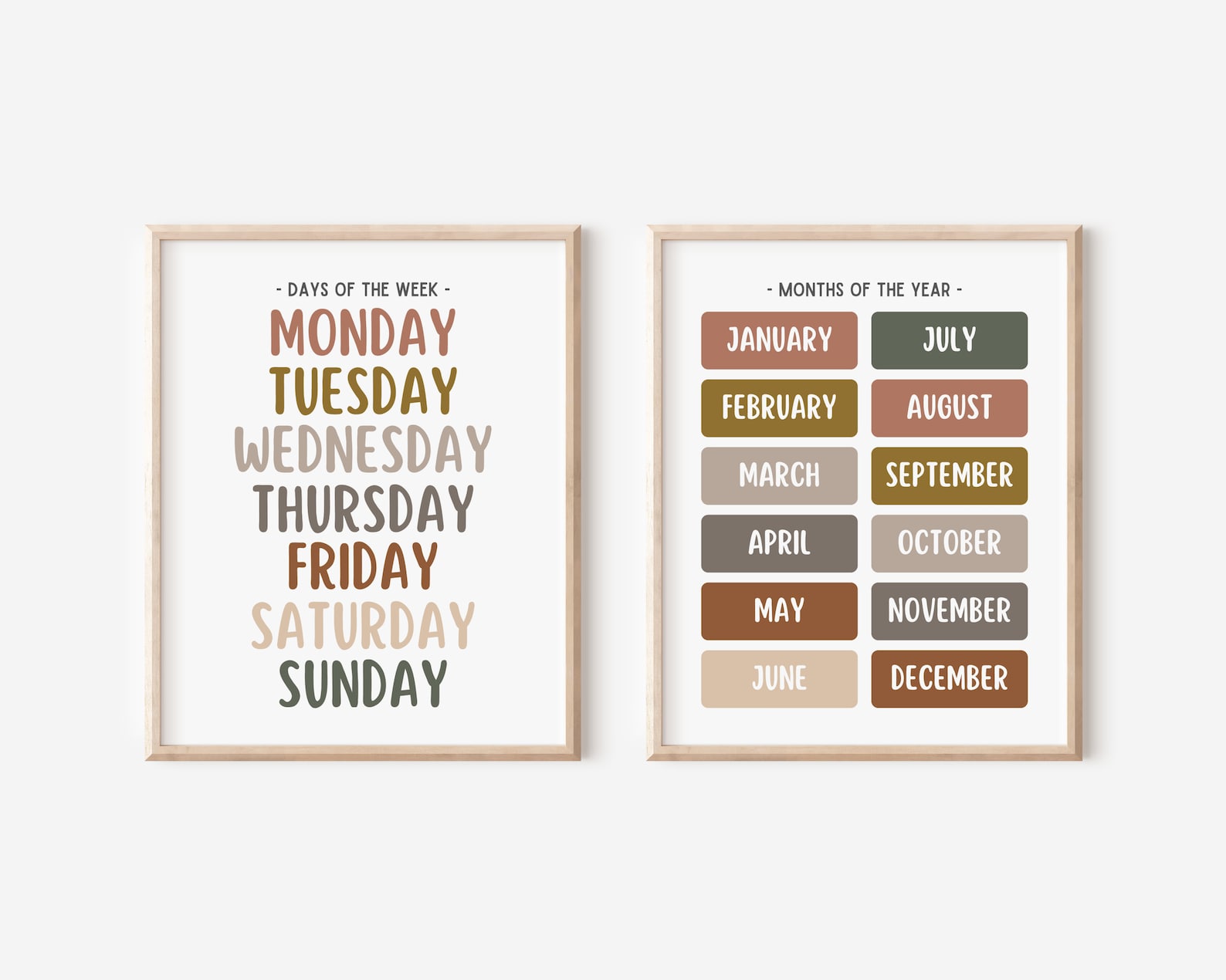 Set of 12 Neutral Boho Educational Posters, Toddler Preschool Classroom ...