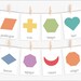 16 Printable Geometric Shapes Flashcards, Kids Rainbow 2D Shapes Cards ...
