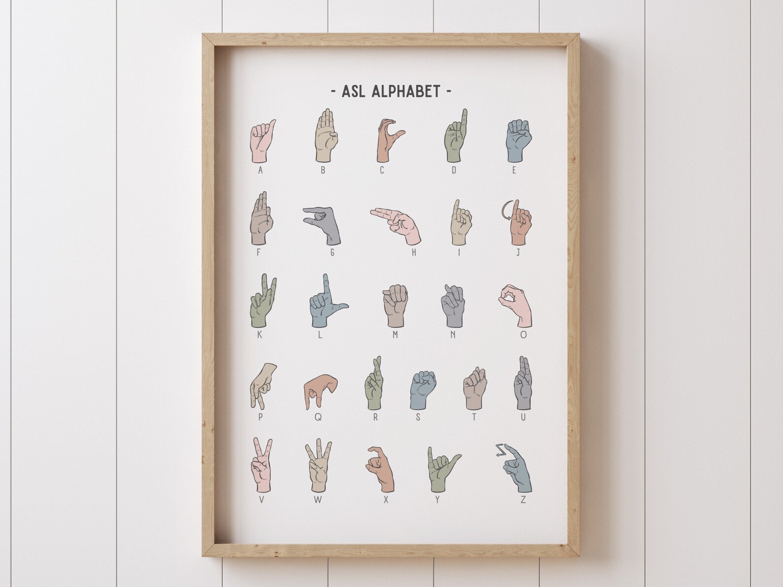 Sign Language Alphabet Pastel Print, Learn to Sign ASL Letters Poster ...