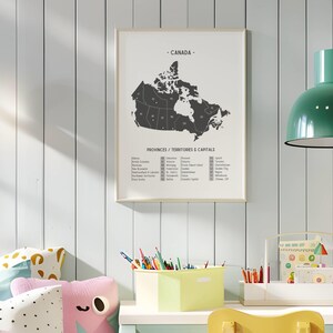 Map of Canada Poster, Provinces and Capitals Map, Canadian Geography ...