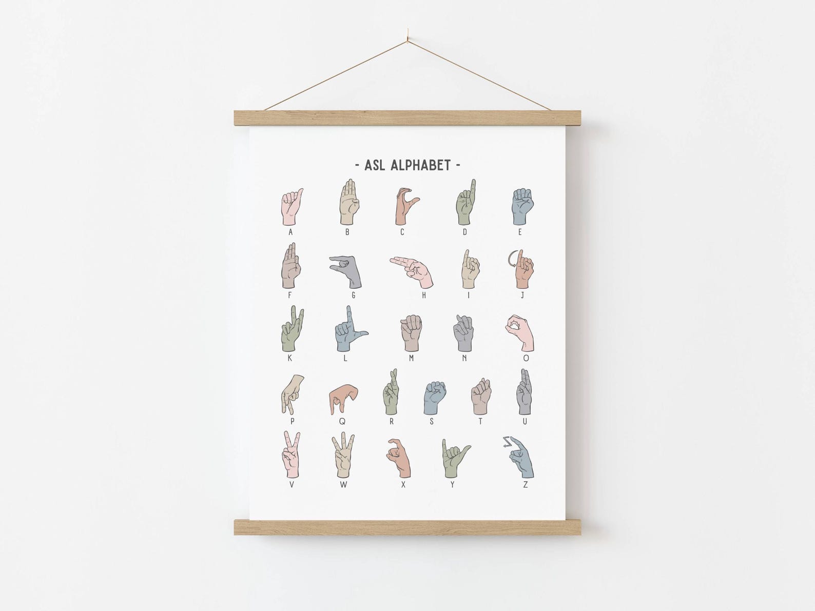 Sign Language Alphabet Pastel Print, Learn to Sign ASL Letters Poster ...