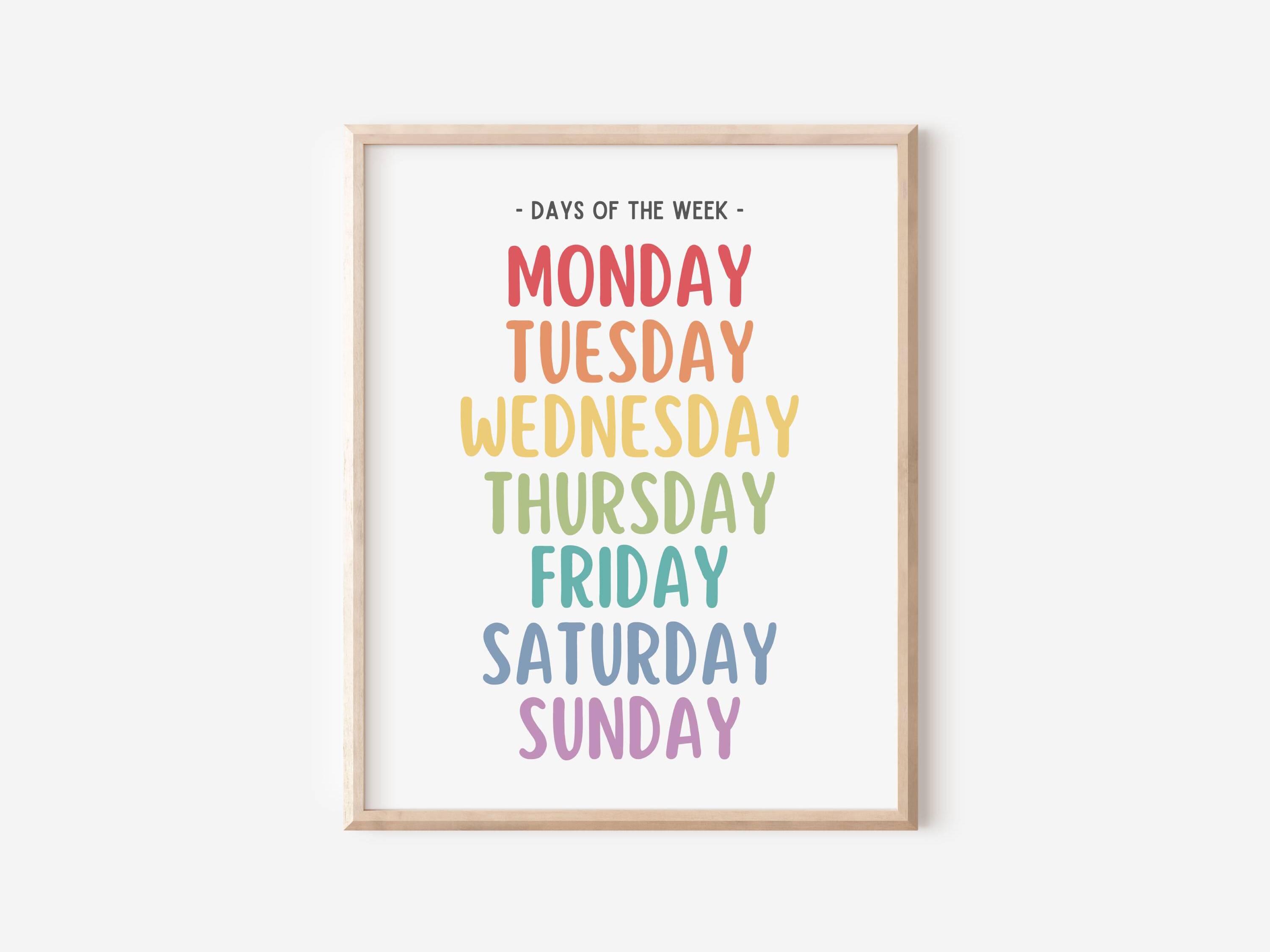 Rainbow Days of the Week Poster, Educational Poster, Homeschool ...