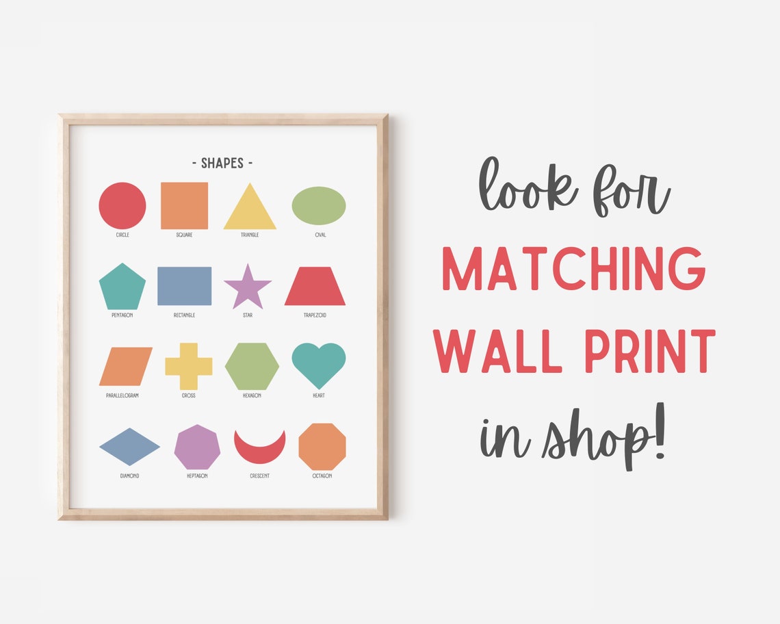 16 Printable Geometric Shapes Flashcards, Kids Rainbow 2D Shapes Cards ...