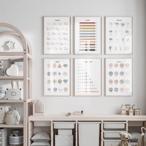 Boho Educational Poster Set of 6, Pastel Preschool Classroom Poster ...