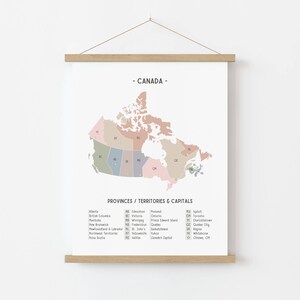 Map of Canada Pastel Poster, Provinces and Capitals Map, Canadian ...