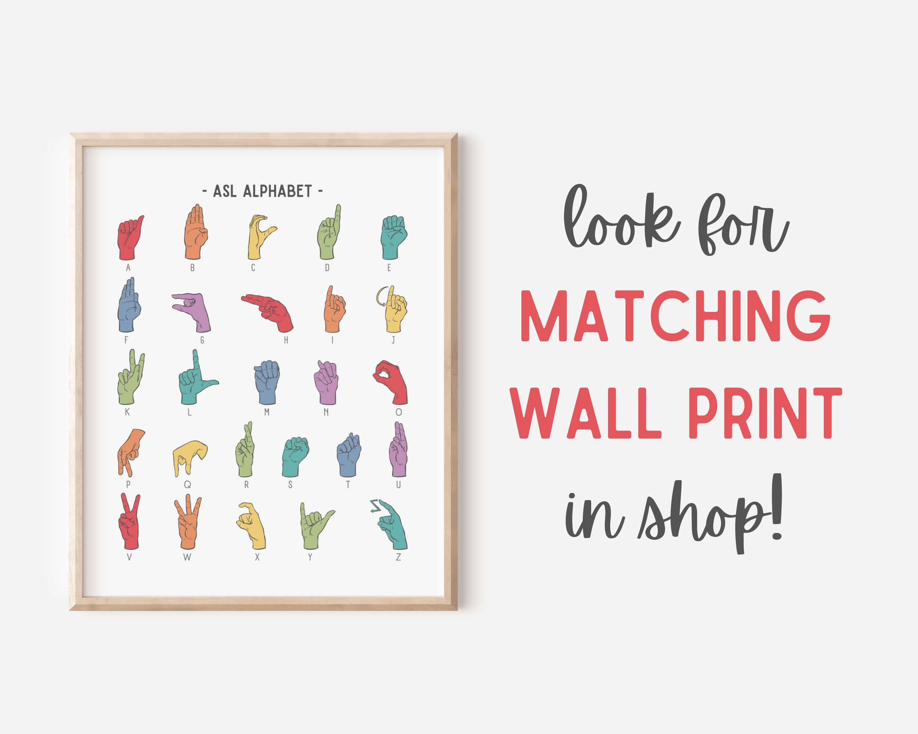 26 Printable Sign Language Alphabet Flashcards, Kids Rainbow Learn to ...