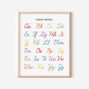 Cursive Writing Alphabet Chart Rainbow Poster, Letters Print ...