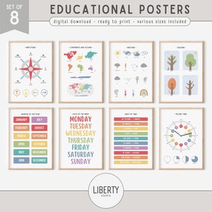 Rainbow Educational Poster Bundle Set of 8, Preschool Classroom Decor ...