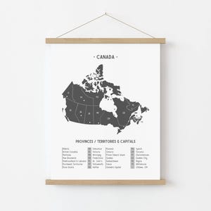 Map of Canada Poster, Provinces and Capitals Map, Canadian Geography ...