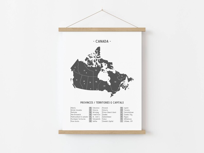 Map of Canada Poster, Provinces and Capitals Map, Canadian Geography ...