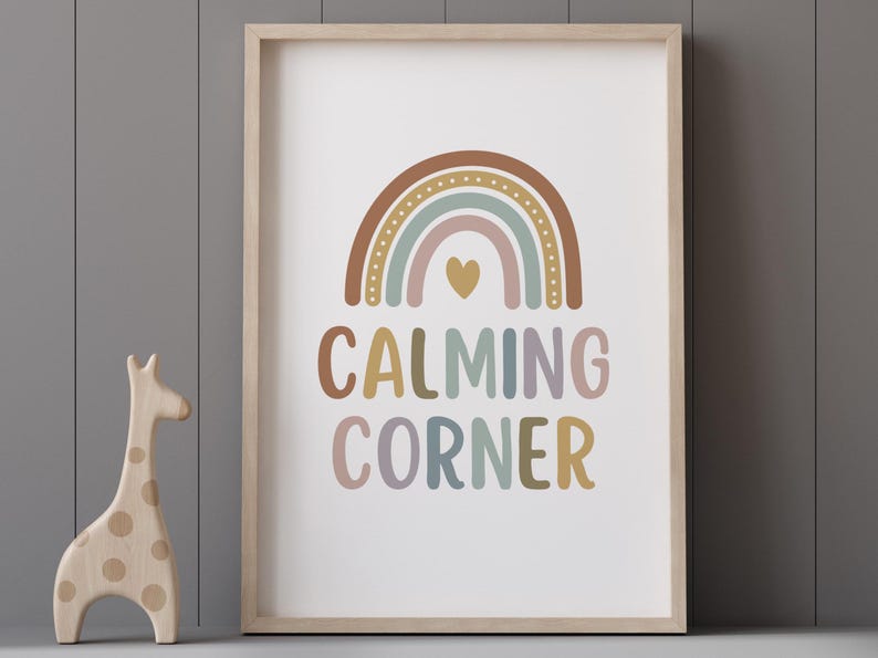 Calming Corner Muted Rainbow Poster, Calm Space Sign, Kids Positive ...