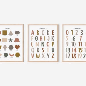 Set of 12 Neutral Boho Educational Posters, Toddler Preschool Classroom ...