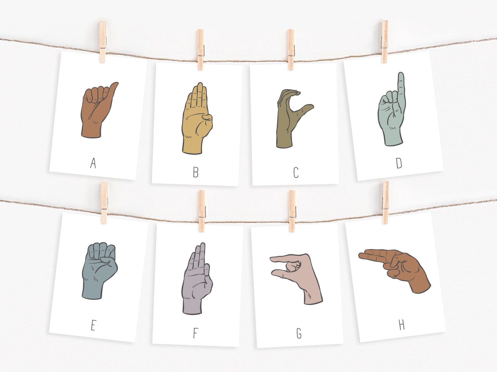 26 Printable Sign Language Flashcards, Learn to Sign ASL Alphabet Flash ...