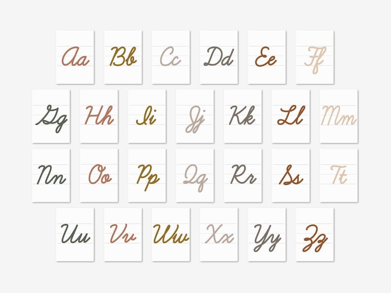 Printable Cursive Writing ABC Flashcards, Kids Preschool Handwriting ...