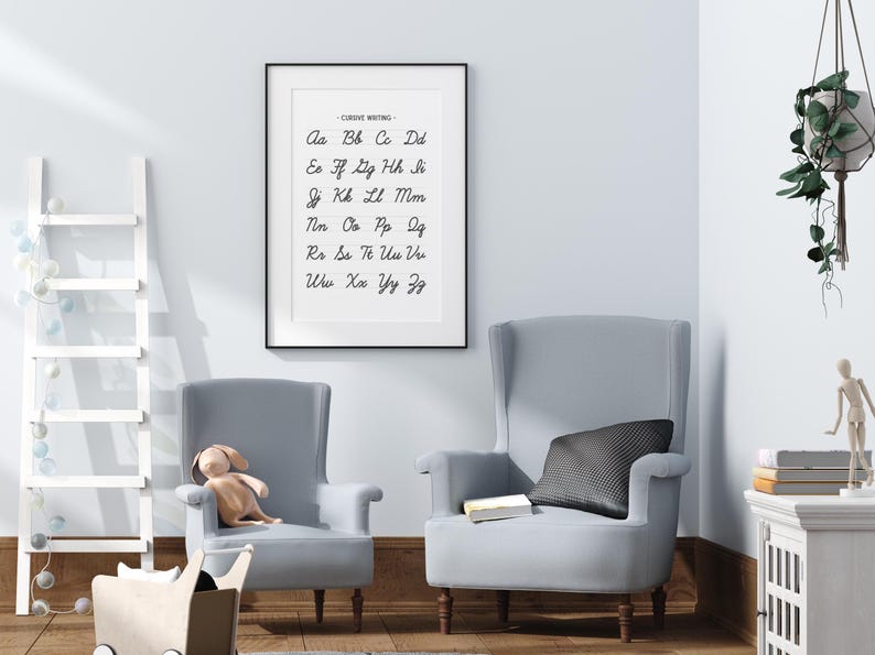 Cursive Writing Alphabet Poster, Handwriting Letters Chart, Educational ...