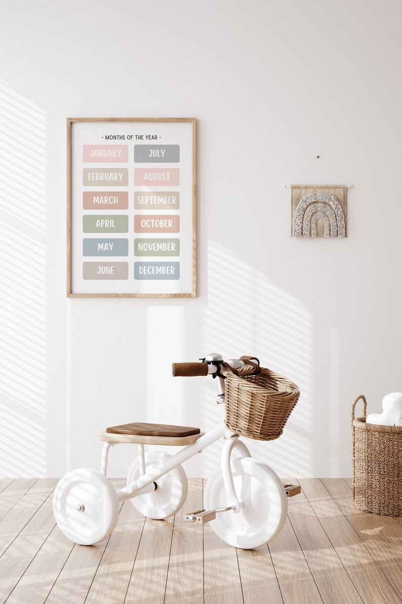 Months of the Year Pastel Print, Educational Poster, Homeschool ...