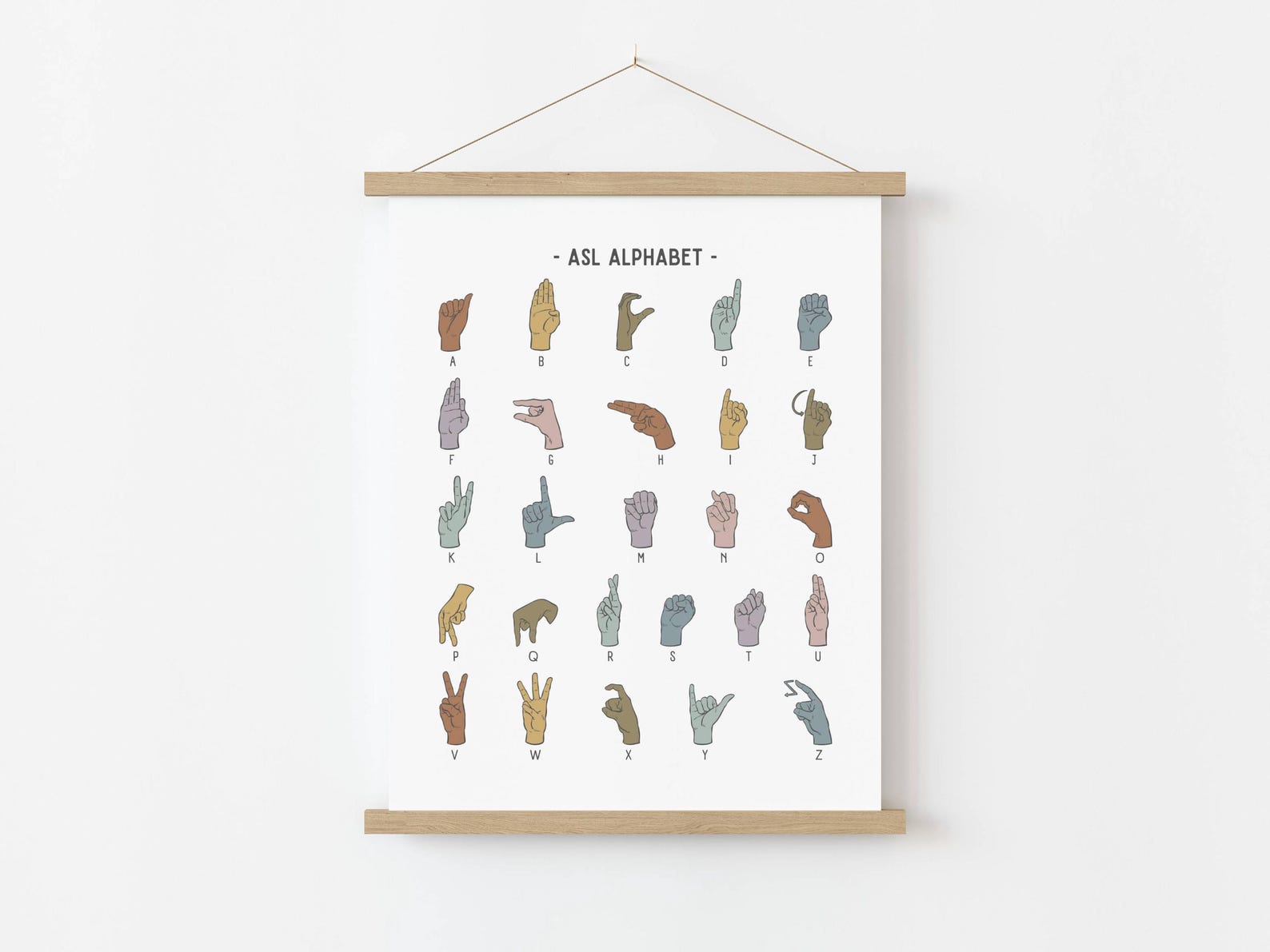 Sign Language Alphabet Muted Rainbow Print, Learn to Sign ASL Letters ...