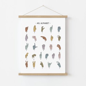 Sign Language Alphabet Muted Rainbow Print, Learn to Sign ASL Letters ...