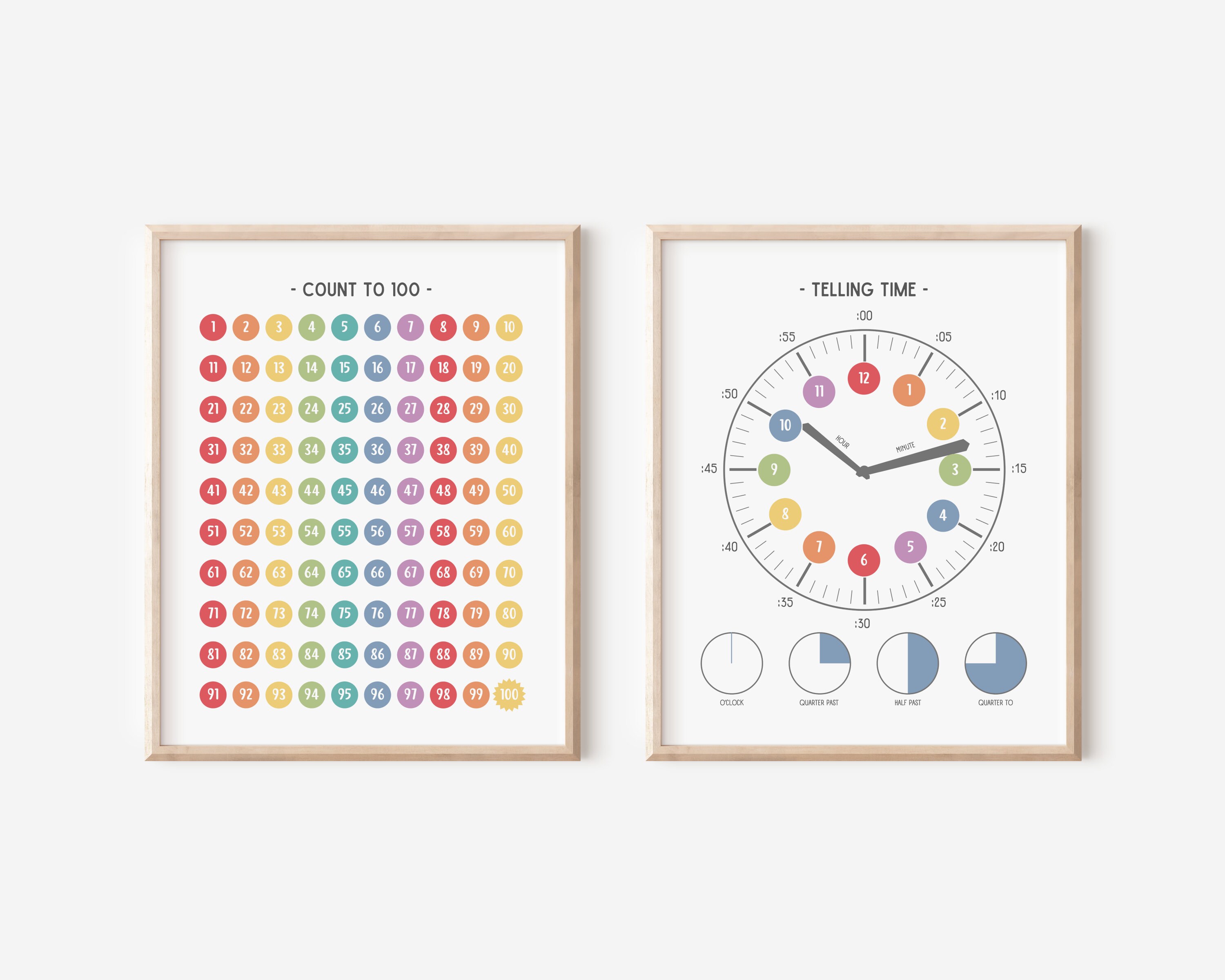 Set of 12 Rainbow Educational Posters, Toddler Preschool Classroom ...