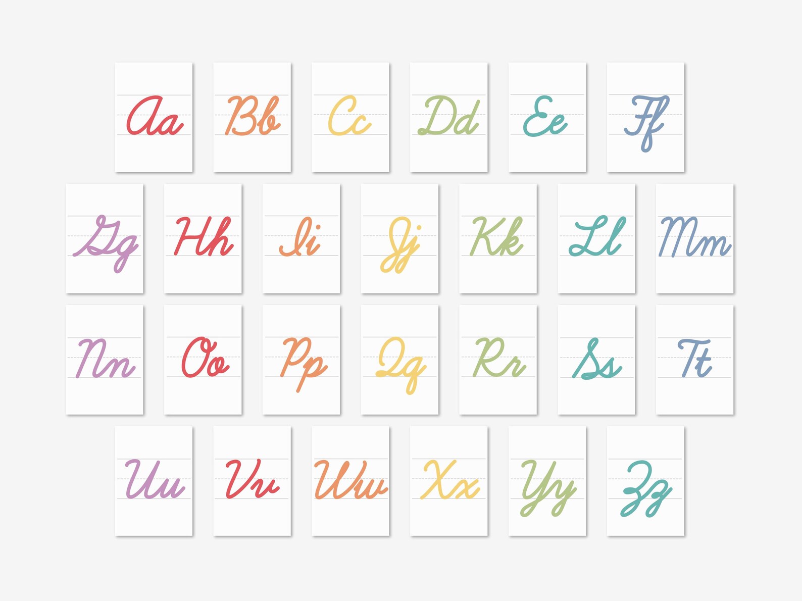Printable Cursive Writing ABC Flashcards, Kids Preschool Handwriting ...