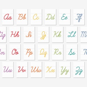 Printable Cursive Writing ABC Flashcards, Kids Preschool Handwriting ...