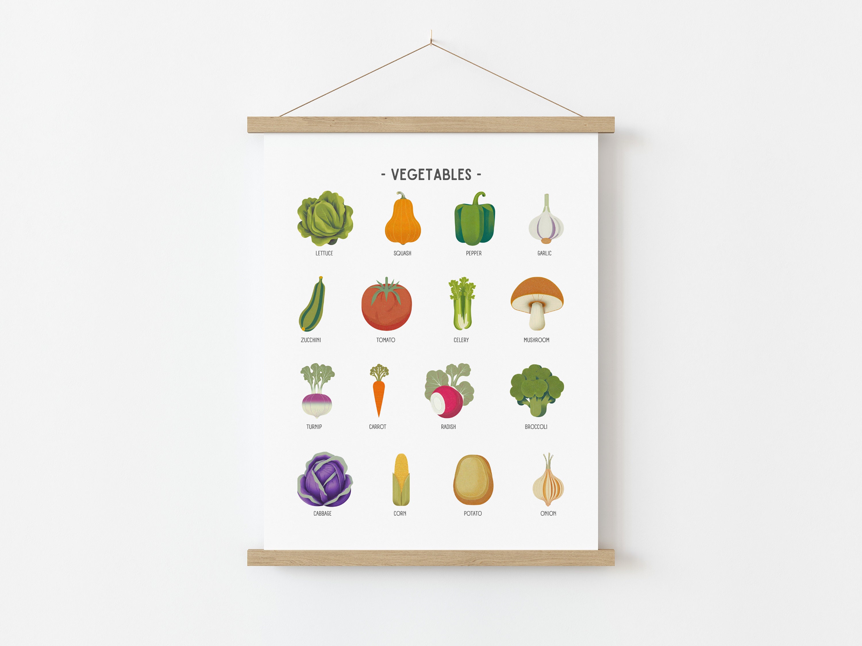 Vegetables Print, Veggies Food Poster, Educational Wall Art, Homeschool ...
