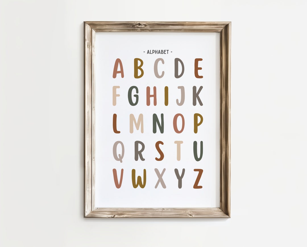 Alphabet Neutral Print, Boho Letters Poster, Educational Wall Art ...