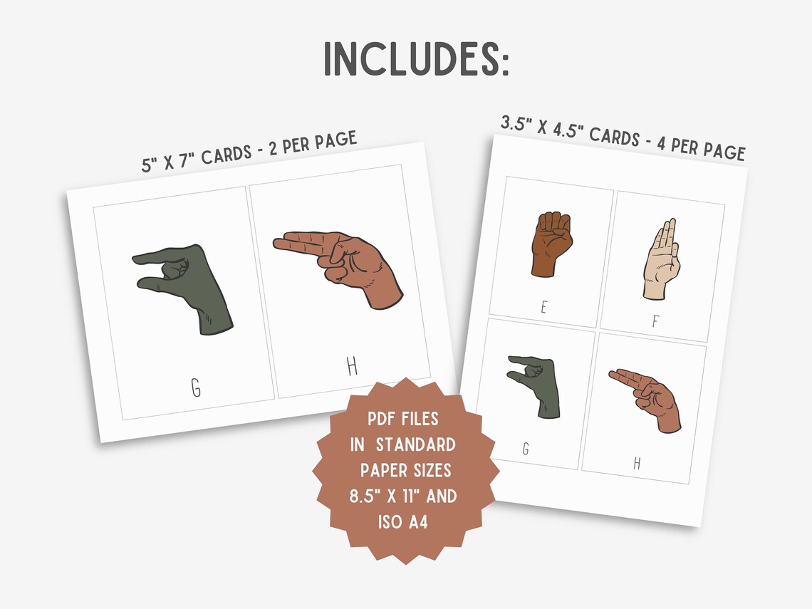 26 Printable Sign Language Alphabet Flashcards, Kids Neutral Learn to ...