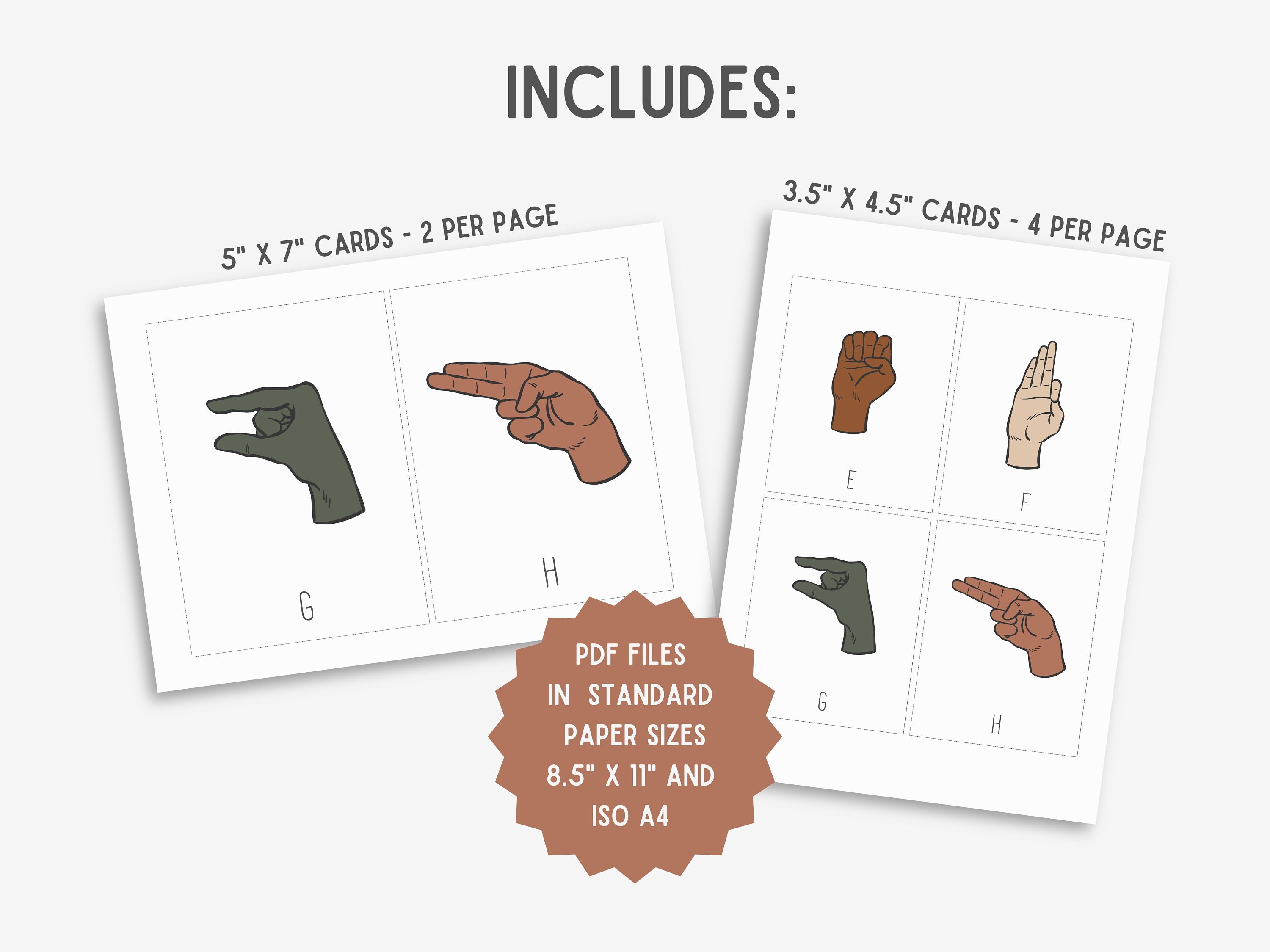 26 Printable Sign Language Alphabet Flashcards, Kids Neutral Learn to ...