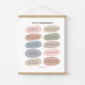The Ten Commandments Poster, Pastel Christian Poster for Kids, Bible ...