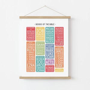 Books of the Bible Poster, Rainbow Christian Poster for Kids, Bible ...