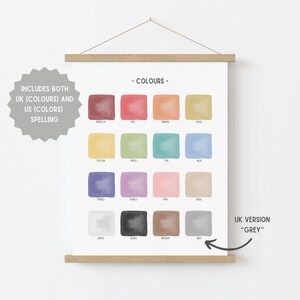 Colors Print, Colour Chart Poster, Educational Wall Art, Homeschool ...