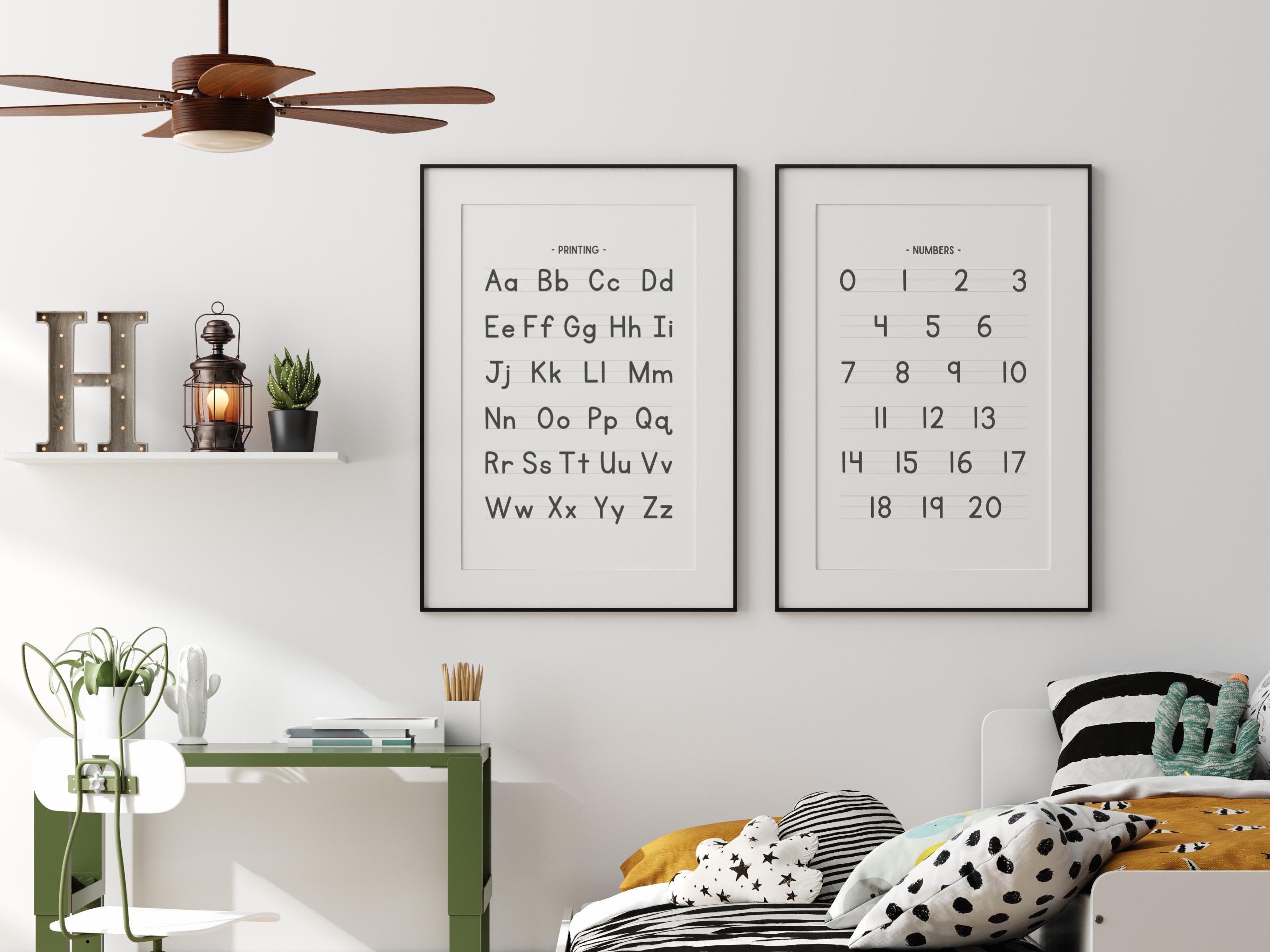 Set of 2 Handwriting Charts, Alphabet Numbers Black and White Posters ...