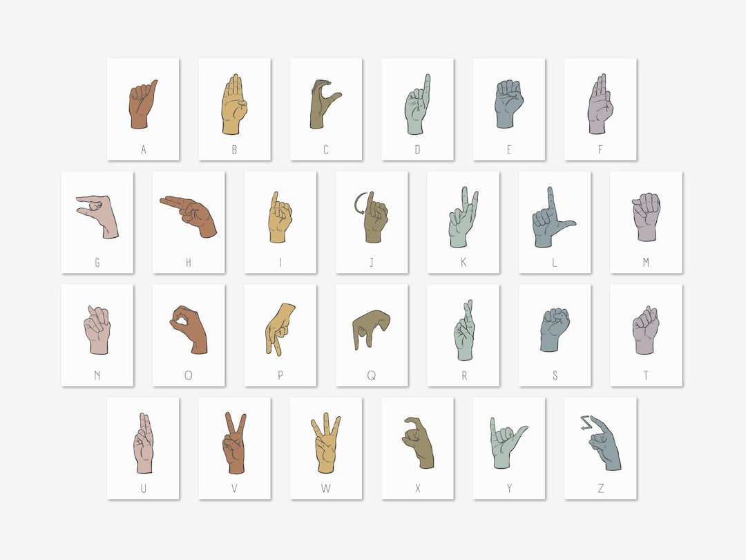 26 Printable Sign Language Flashcards, Learn to Sign ASL Alphabet Flash ...