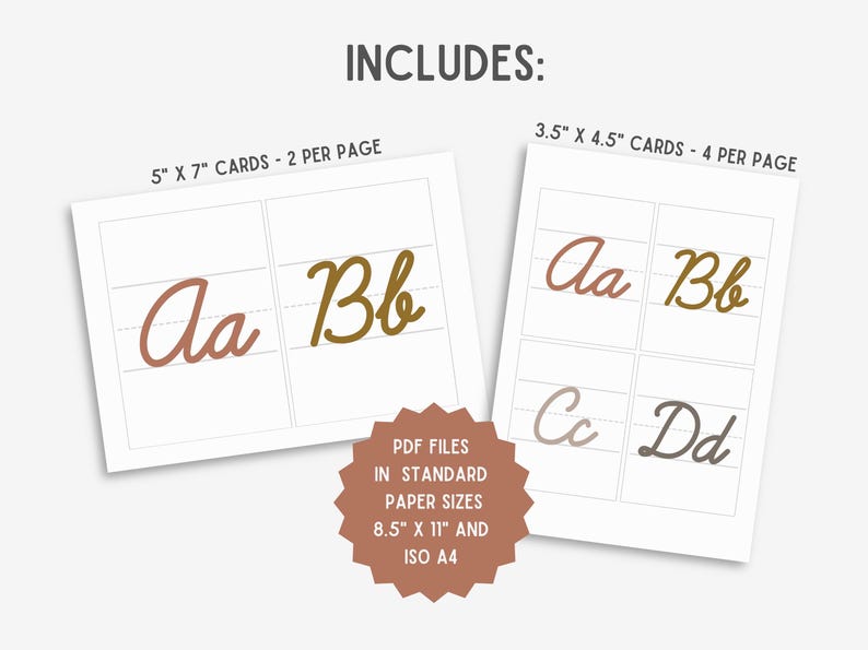 Printable Cursive Writing ABC Flashcards, Kids Preschool Handwriting ...
