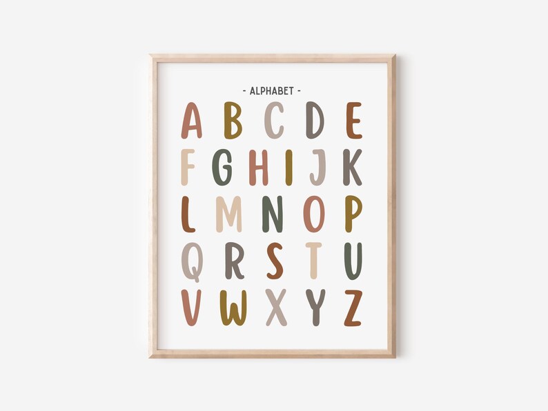 Neutral Boho Alphabet Poster, Abcs Nursery Print, Educational Poster ...